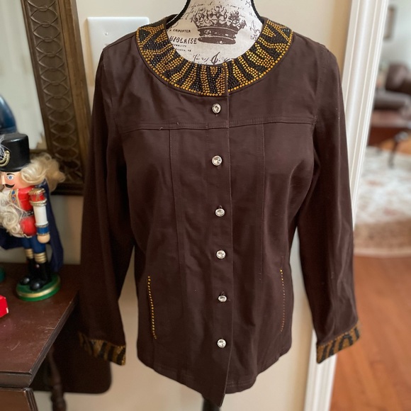 Quacker Factory | Jackets & Coats | Nwt Quacker Factory Brown Denim ...